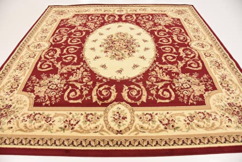 Unique Loom Versailles Collection Traditional Classic Medallion Motif Area Rug (4' 0 x 4' 0 Square, Burgundy/ Ivory)