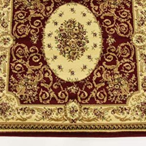 Unique Loom Versailles Collection Traditional Classic Medallion Motif Area Rug (4' 0 x 4' 0 Square, Burgundy/ Ivory)