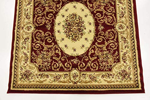 Unique Loom Versailles Collection Traditional Classic Medallion Motif Area Rug (4' 0 x 4' 0 Square, Burgundy/ Ivory)