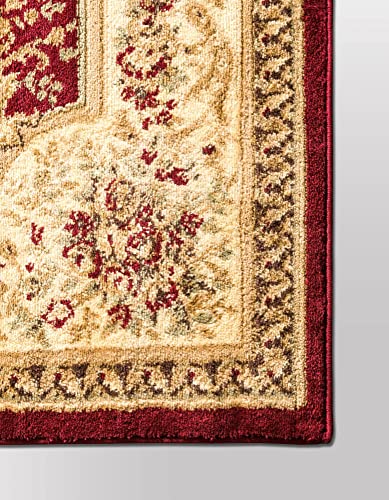 Unique Loom Versailles Collection Traditional Classic Medallion Motif Area Rug (4' 0 x 4' 0 Square, Burgundy/ Ivory)