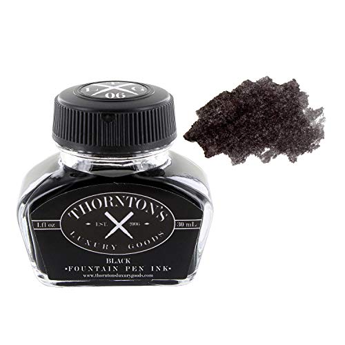 Thornton's Luxury Goods Premium Fountain Pen Ink Bottle 30ml - Black | Smooth Effortless Flawless Writing | Suitable for All Brand and Calligraphy Pens | Office Supplies | International Standard