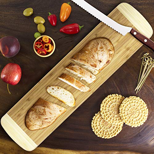 Totally Bamboo Palaoa Bamboo Bread Cutting Board, 23" x 6", Natural Two Tone