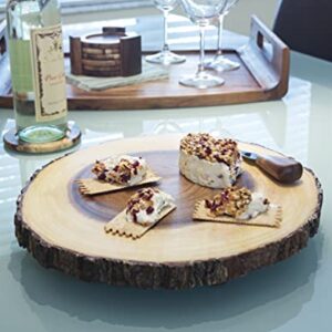 Lipper International Acacia Tree Bark Footed Server for Cheese, Crackers, and Hors D'oeuvres, Large