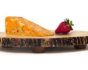 Lipper International Acacia Tree Bark Footed Server for Cheese, Crackers, and Hors D'oeuvres, Large