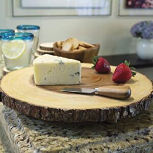 Lipper International Acacia Tree Bark Footed Server for Cheese, Crackers, and Hors D'oeuvres, Large