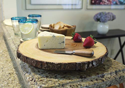 Lipper International Acacia Tree Bark Footed Server for Cheese, Crackers, and Hors D'oeuvres, Large