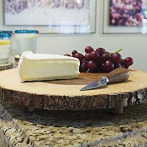 Lipper International Acacia Tree Bark Footed Server for Cheese, Crackers, and Hors D'oeuvres, Large