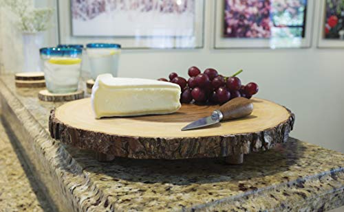 Lipper International Acacia Tree Bark Footed Server for Cheese, Crackers, and Hors D'oeuvres, Large