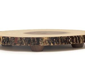 Lipper International Acacia Tree Bark Footed Server for Cheese, Crackers, and Hors D'oeuvres, Large