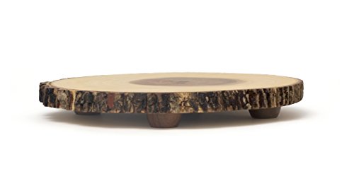 Lipper International Acacia Tree Bark Footed Server for Cheese, Crackers, and Hors D'oeuvres, Large