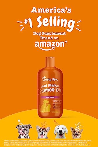 Pure Wild Alaskan Salmon Oil for Dogs & Cats - Omega 3 Skin & Coat Support - Liquid Food Supplement for Pets - Natural EPA + DHA Fatty Acids for Joint Function, Immune & Heart Health, 32 Fl Oz