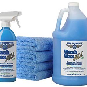 Wet or Waterless Car Wash Wax Kit 144 oz with Bug Remover Aircraft Quality for your Car, RV, Boat, Motorcycle. Guaranteed the Best Wet or Waterless Car Wash & Wax. Spray on, Wipe Dry Detailer, Use Anywhere & Anytime