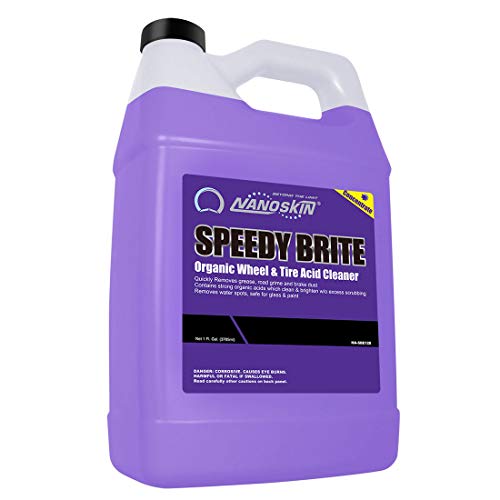 Nanoskin SPEEDY BRITE Professional Wheel & Tire Acid Cleaner 1 Gallon - Car Wash Wheel Cleaning Spray For Car Detailing | Works with Wheel Brush & Tire Brush | Melt Away Rust, Brake Dust, Road Grime