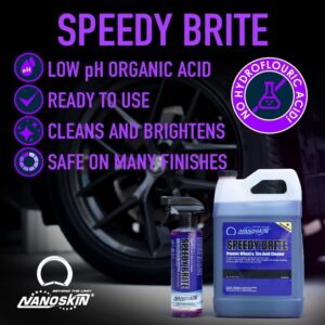 Nanoskin SPEEDY BRITE Professional Wheel & Tire Acid Cleaner 1 Gallon - Car Wash Wheel Cleaning Spray For Car Detailing | Works with Wheel Brush & Tire Brush | Melt Away Rust, Brake Dust, Road Grime