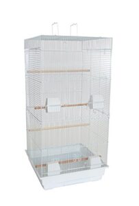 yml a6924 3/8" bar spacing tall flat top small bird cage, white, 18" x 18"