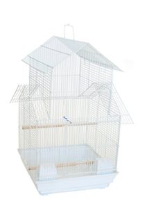 yml a5944 3/8" bar spacing pagoda small bird cage, white, 18" x 18"