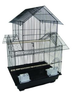 yml a1644 3/8" bar spacing pagoda top small bird cage, black, 16" x 16"