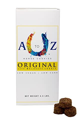 Horse Treats: A to Z Horse Cookies Original Flavor, A Softer Cookie Made with Lite Molasses, Low Carb, Low Sugar, Wheat, Corn, Soy and Alfalfa Free. Made With Organic, All Natural Human Grade Ingredients, May Be Used as a Horse Pill Popper, 4.5 lbs Box