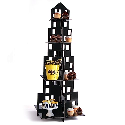 Fun Express Cupcake Stands for Dessert Table Set - Transform Your Party with Our 4-Tier Skyscraper Cupcake Tower Stand, Party Planning Made Easy, Delightful Treat Display, Perfect for Birthdays Event