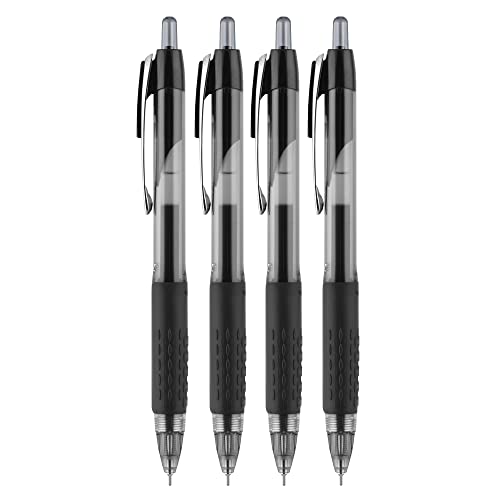 uni-ball® Signo Gel 207™ Retractable Gel Pens, Medium Point, 0.7 mm, Clear Barrels, Black Ink, Pack Of 4