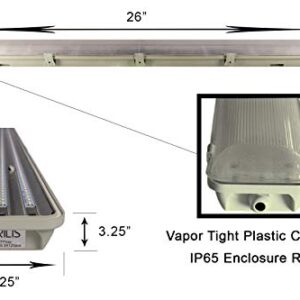 Orilis 2 Ft 36W Commercial Indoor/Outdoor Integrated Vapor Tight Water Resistant Anti-Fogging LED Fixture - 6500K - 3,600 Lumens