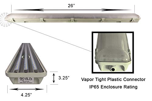 Orilis 2 Ft 36W Commercial Indoor/Outdoor Integrated Vapor Tight Water Resistant Anti-Fogging LED Fixture - 6500K - 3,600 Lumens