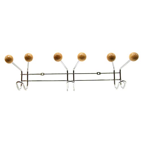 EVIDECO Wall Mounted Coat Rack 6 Hooks Chrome for Towel Hat Entryway