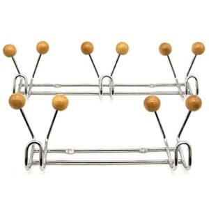 EVIDECO Wall Mounted Coat Rack 6 Hooks Chrome for Towel Hat Entryway