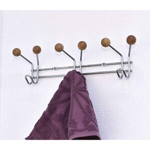 EVIDECO Wall Mounted Coat Rack 6 Hooks Chrome for Towel Hat Entryway