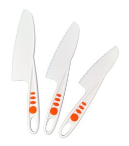 curious chef 3 piece nylon knife set-orange