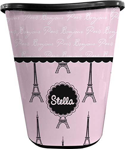 RNK Shops Paris & Eiffel Tower Waste Basket - Single Sided (Black) (Personalized)