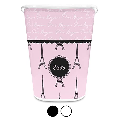 RNK Shops Paris & Eiffel Tower Waste Basket - Single Sided (Black) (Personalized)