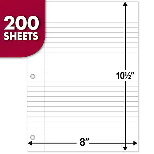 Mead Loose Leaf Paper, 3 Pack, Notebook Paper, Wide Ruled Filler Paper, Standard, 8 x 10.5, 200 Sheets per Pack (73183)