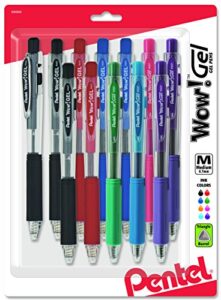 pentel retractable gel pen 0.7mm medium line, pack of 12, assorted (k437bps12m)