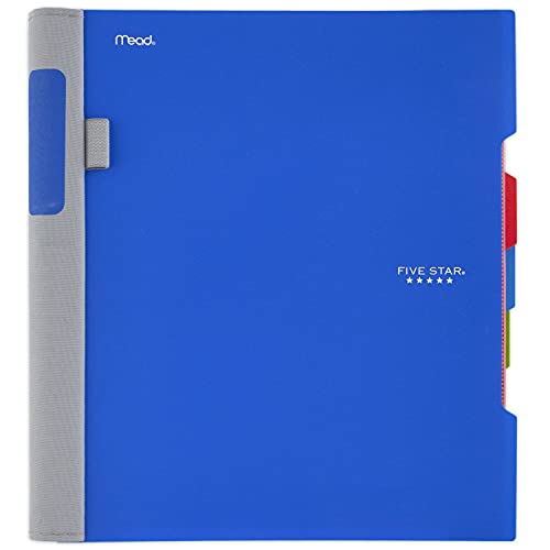 Five Star Advance Spiral Notebooks, 3 Subject, College Ruled Paper, 11" x 8-1/2", 150 Sheets, With Spiral Guard and Movable Dividers, Blue (73138)