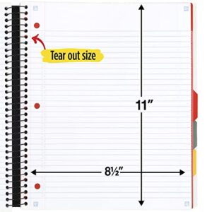 Five Star Spiral Notebook + Study App, 5 Subject, College Ruled Paper, Advance Notebook with Spiral Guard, Movable Tabbed Dividers and Expanding Pockets, 8-1/2" x 11", 200 Sheets, White (73154)