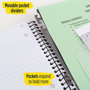 Five Star Spiral Notebook + Study App, 5 Subject, College Ruled Paper, Advance Notebook with Spiral Guard, Movable Tabbed Dividers and Expanding Pockets, 8-1/2" x 11", 200 Sheets, White (73154)