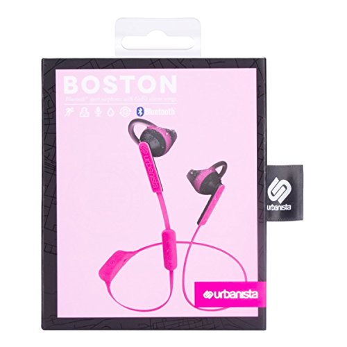 Urbanista Wireless Bluetooth Sport Earphones Headset with Mic and Volume Control, Boston, Pink Panther/Pink