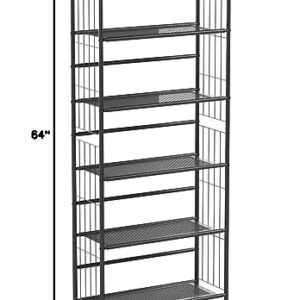 Unbrand Black 5 Tier Metal Bookshelf Rack,