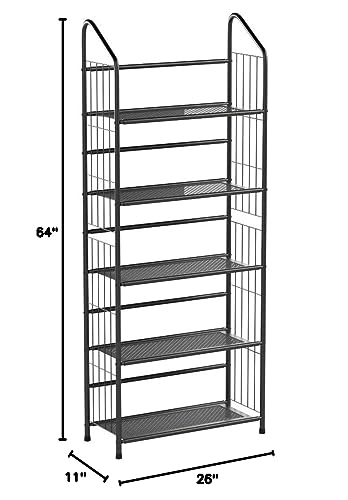 Unbrand Black 5 Tier Metal Bookshelf Rack,