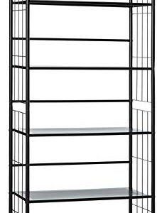 Unbrand Black 5 Tier Metal Bookshelf Rack,