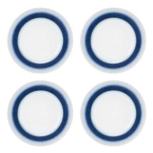 Pfaltzgraff Eclipse Blue 16-Piece Stoneware Round Dinnerware Set, 1 inch dinner plate, 8 inch salad plate, 6 inch soup cereal bowl (26 ounce) and 14 ounce mug, Blue/White