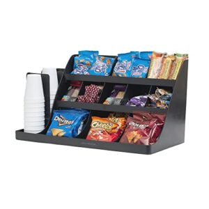 mind reader 14 compartment 3 tier large breakroom coffee condiment organizer, black