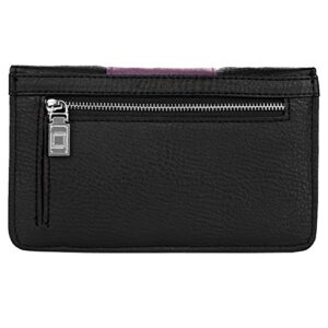 Lencca Kyma Vegan Leather Crossbody Smartphone Clutch Wallet Purse with Removable Chain Shoulder Strap - Black/Purple