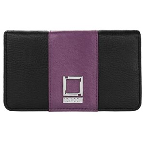 Lencca Kyma Vegan Leather Crossbody Smartphone Clutch Wallet Purse with Removable Chain Shoulder Strap - Black/Purple