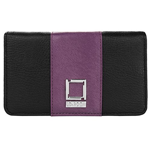 Lencca Kyma Vegan Leather Crossbody Smartphone Clutch Wallet Purse with Removable Chain Shoulder Strap - Black/Purple