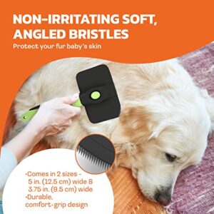 The Pet Portal Self Cleaning Dog Brush for Shedding Slicker Brush Cat Long Haired Pet Brush Grooming Deshedding Supplies - Medium to Large Pets