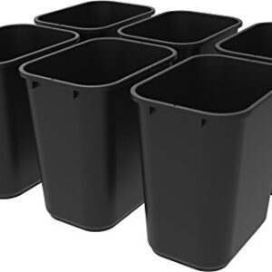 Storex Medium Waste Basket, 15 x 10.5 x 15 Inches, Black, Case of 6 (STX00710U06C)