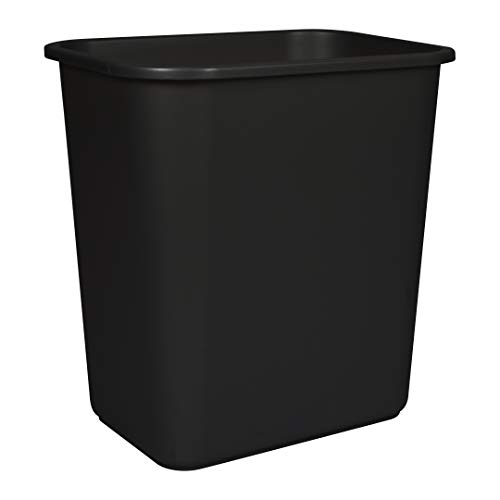 Storex Medium Waste Basket, 15 x 10.5 x 15 Inches, Black, Case of 6 (STX00710U06C)