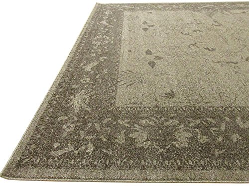 Unique Loom La Jolla Collection Farmhouse, Contemporary, Botanical, Traditional, Vintage Area Rug, 9 x 12 ft, Light Brown/Dark Brown